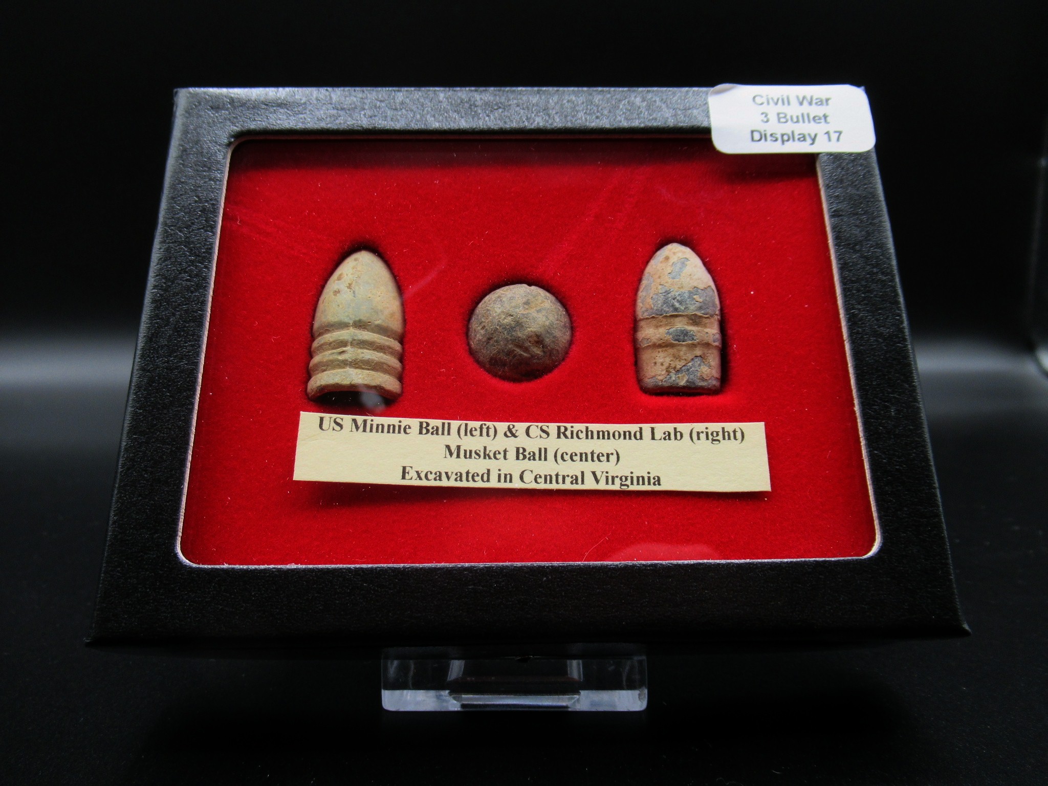 Civil War 3 Bullet Display #17 | Fossils for Sale