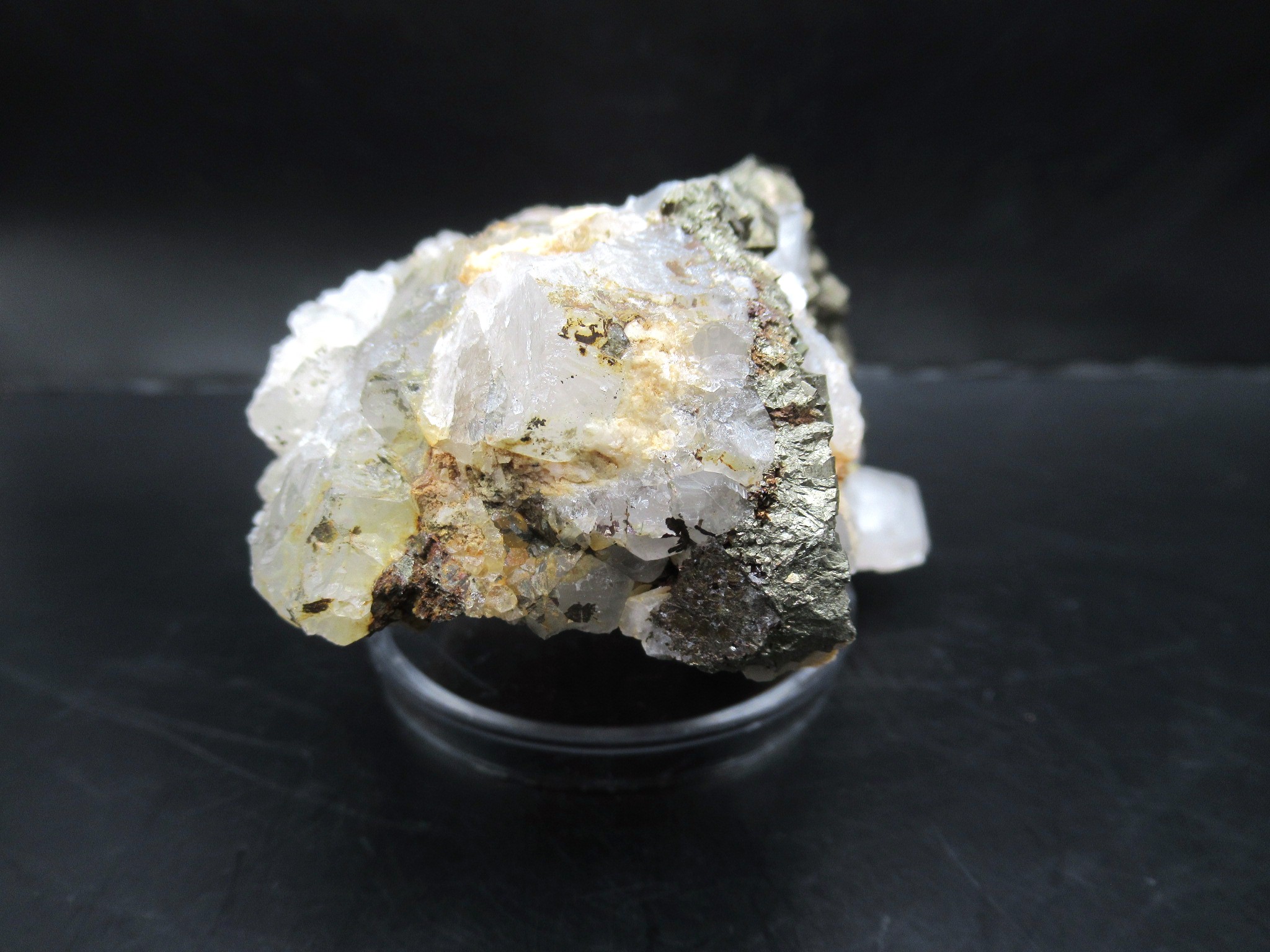Pyrite on Quartz #10 – Morocco | Fossils for Sale